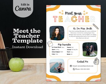 Editable Meet the Teacher Canva Template | Teacher Introduction ...