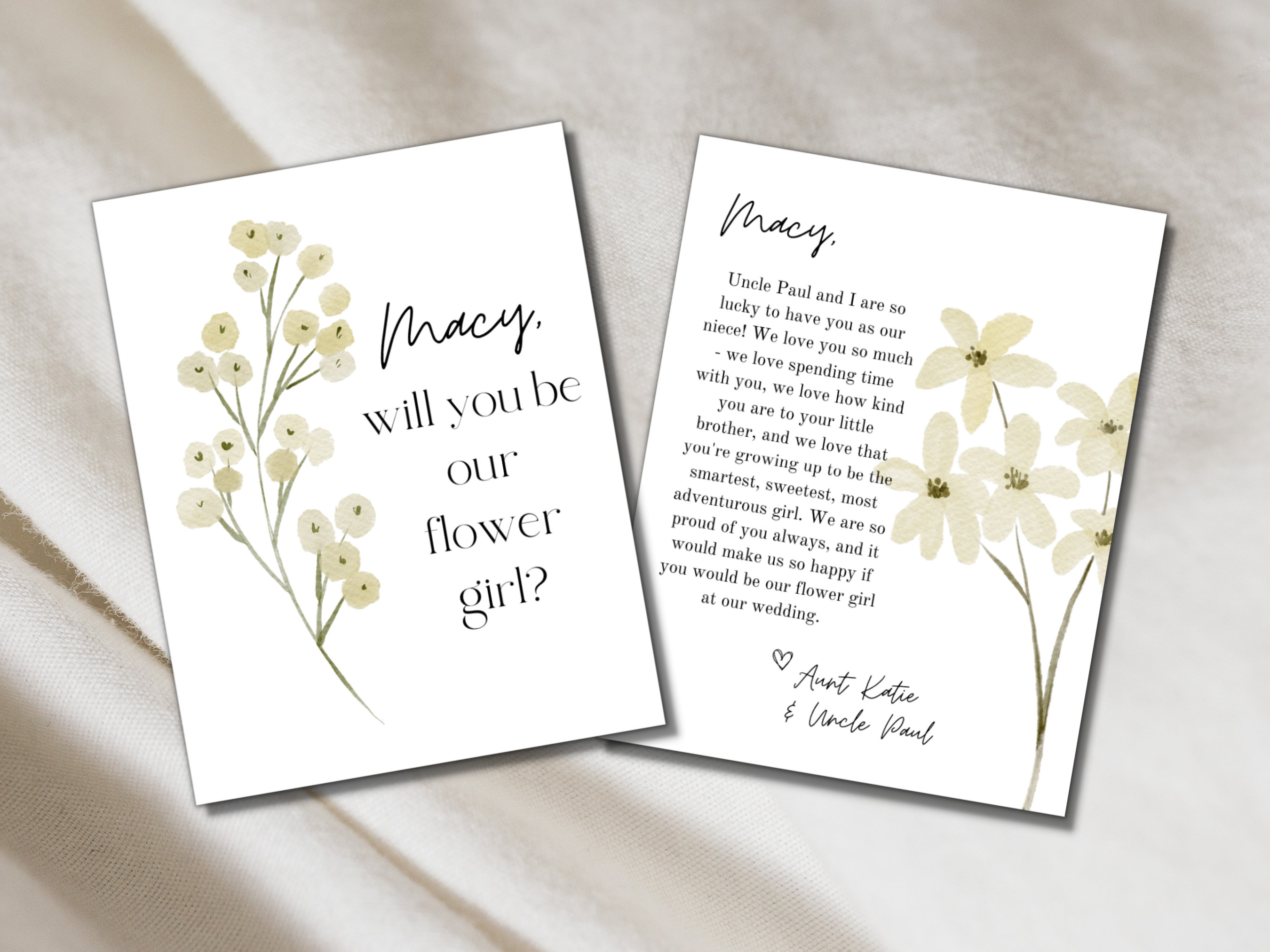 Floral Flower Girl Proposal Card Template: Personalized Wedding ...
