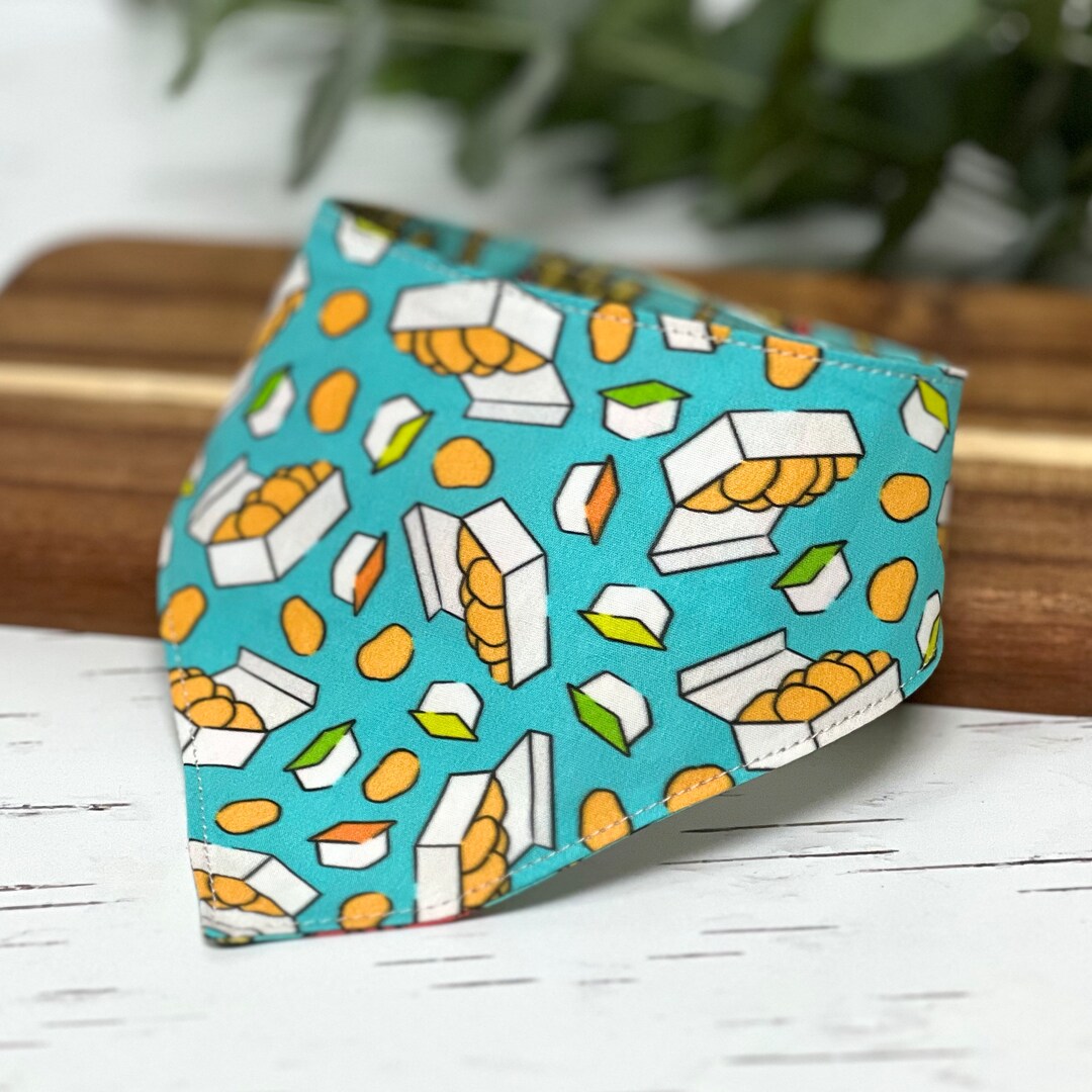 Reversible Chicken Nugget Dog Bandana, Fast Food French Fries Pet Scarf ...