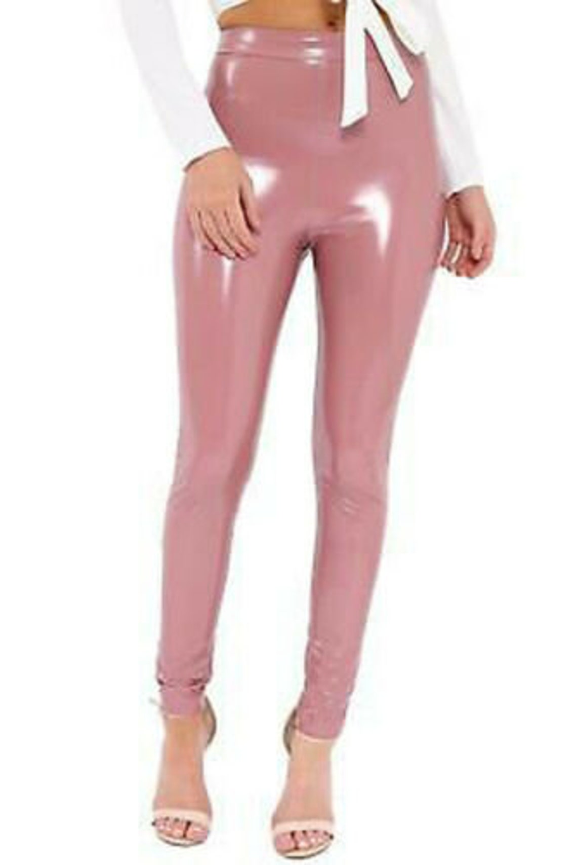 Women Leggings Elasticated Ladies Vinyl PVC Wet Look Shiny | Etsy