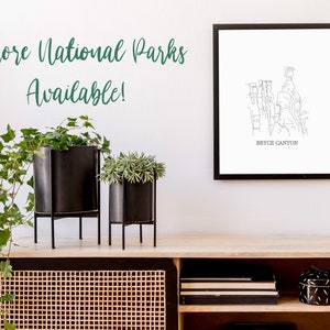 Bryce Canyon National Park Line Art Print, Minimalist Black and White ...