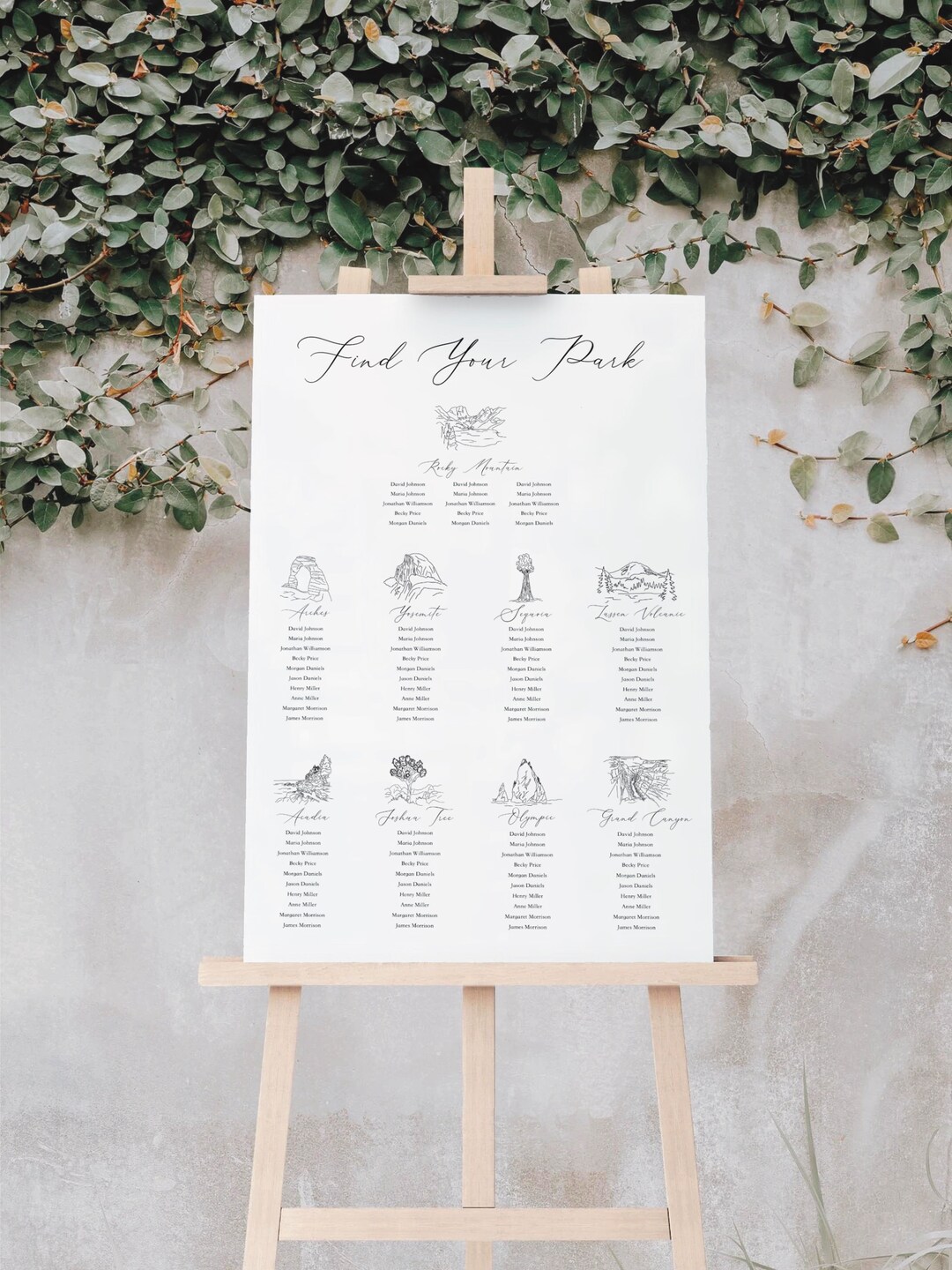 National Park Seating Chart, Find Your Park, Printed or Digital ...