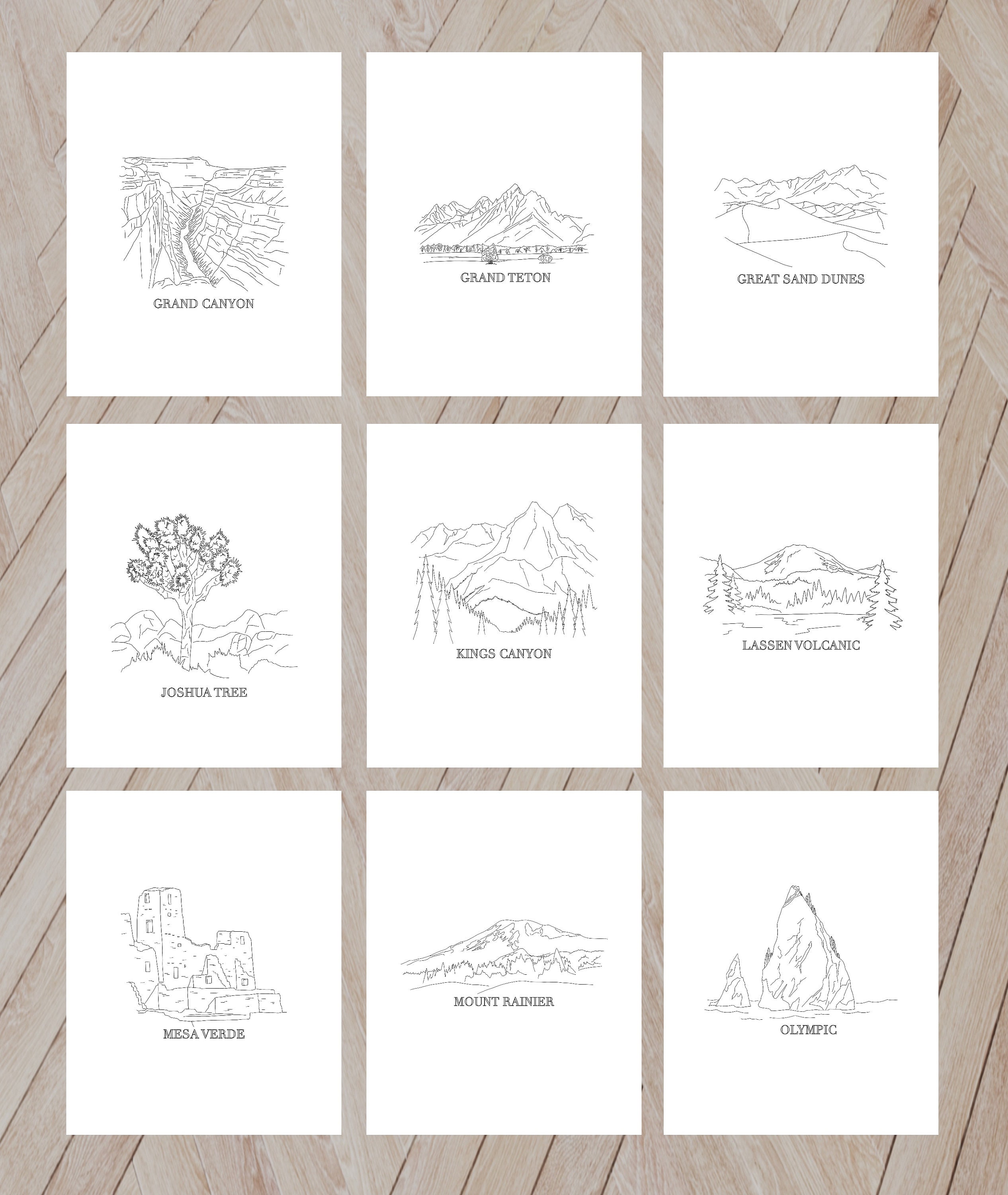 Jasper National Park Line Art Print Minimalist Black and | Etsy