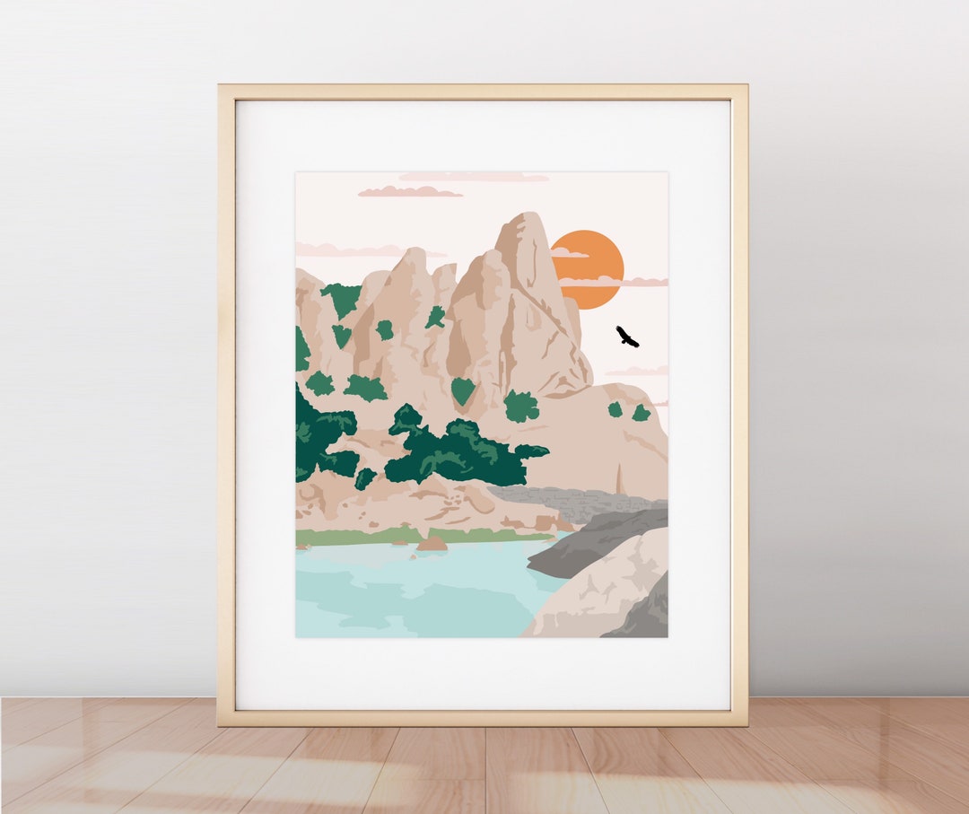 Pinnacles National Park Print, National Park Minimalist Modern Poster ...
