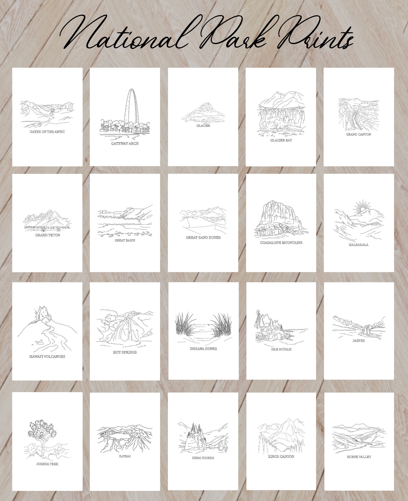 Sequoia National Park Line Art Print Minimalist Black and | Etsy