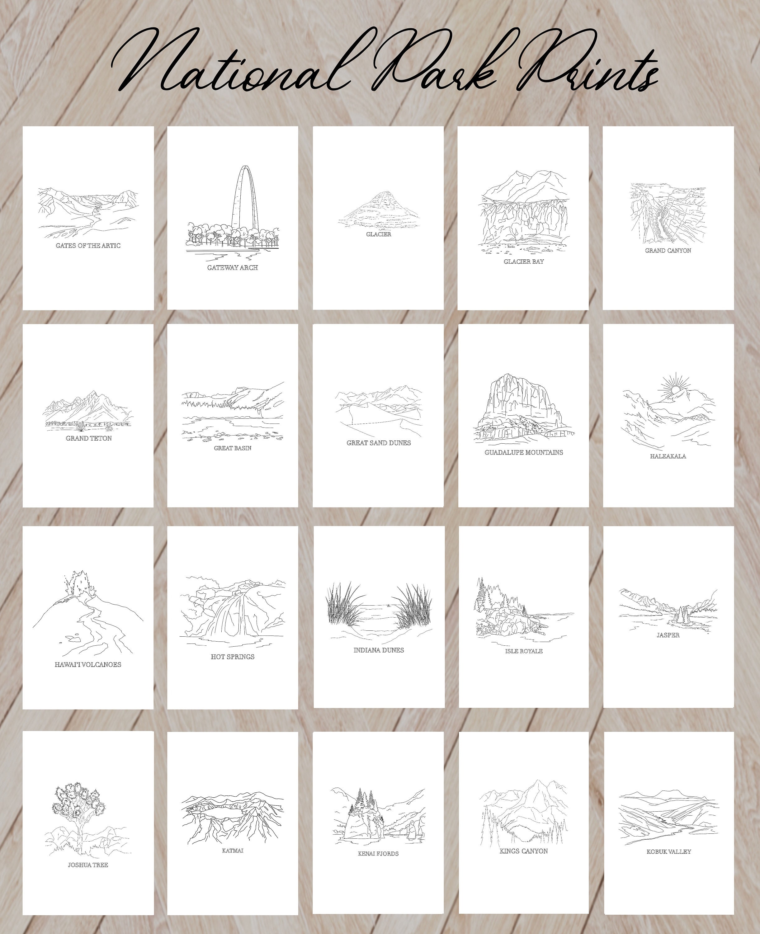 Sequoia National Park Line Art Print Minimalist Black and | Etsy