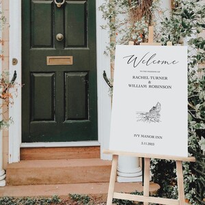 Wedding Welcome Sign With Custom Venue Drawing or National Park Artwork ...