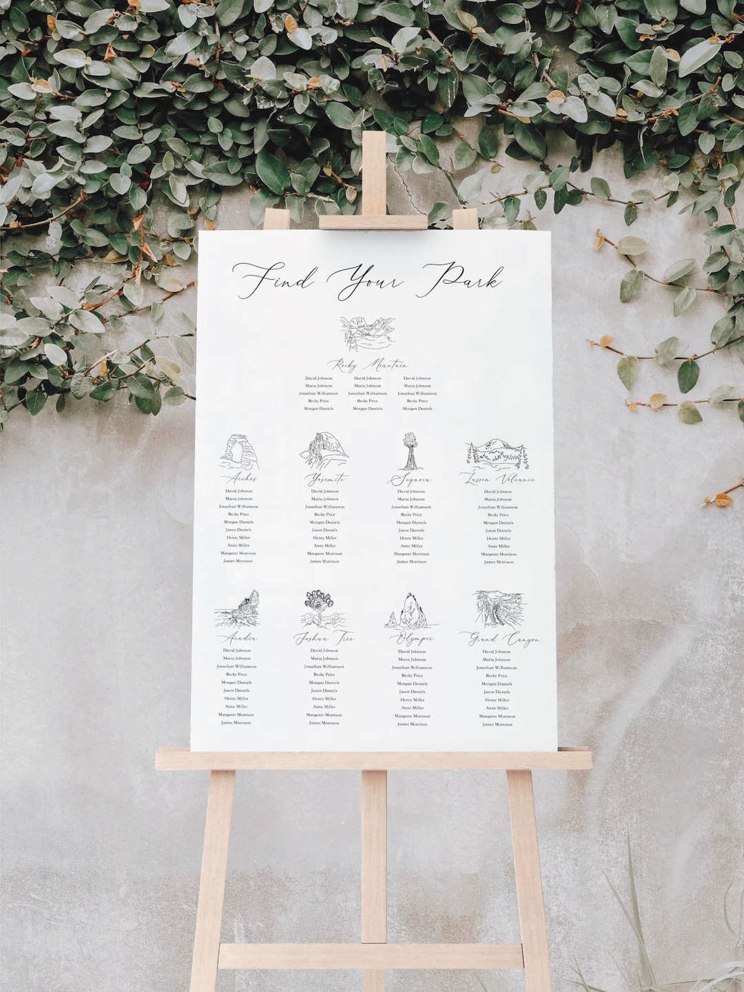 National Park Seating Chart, Find Your Park, Printed or Digital ...