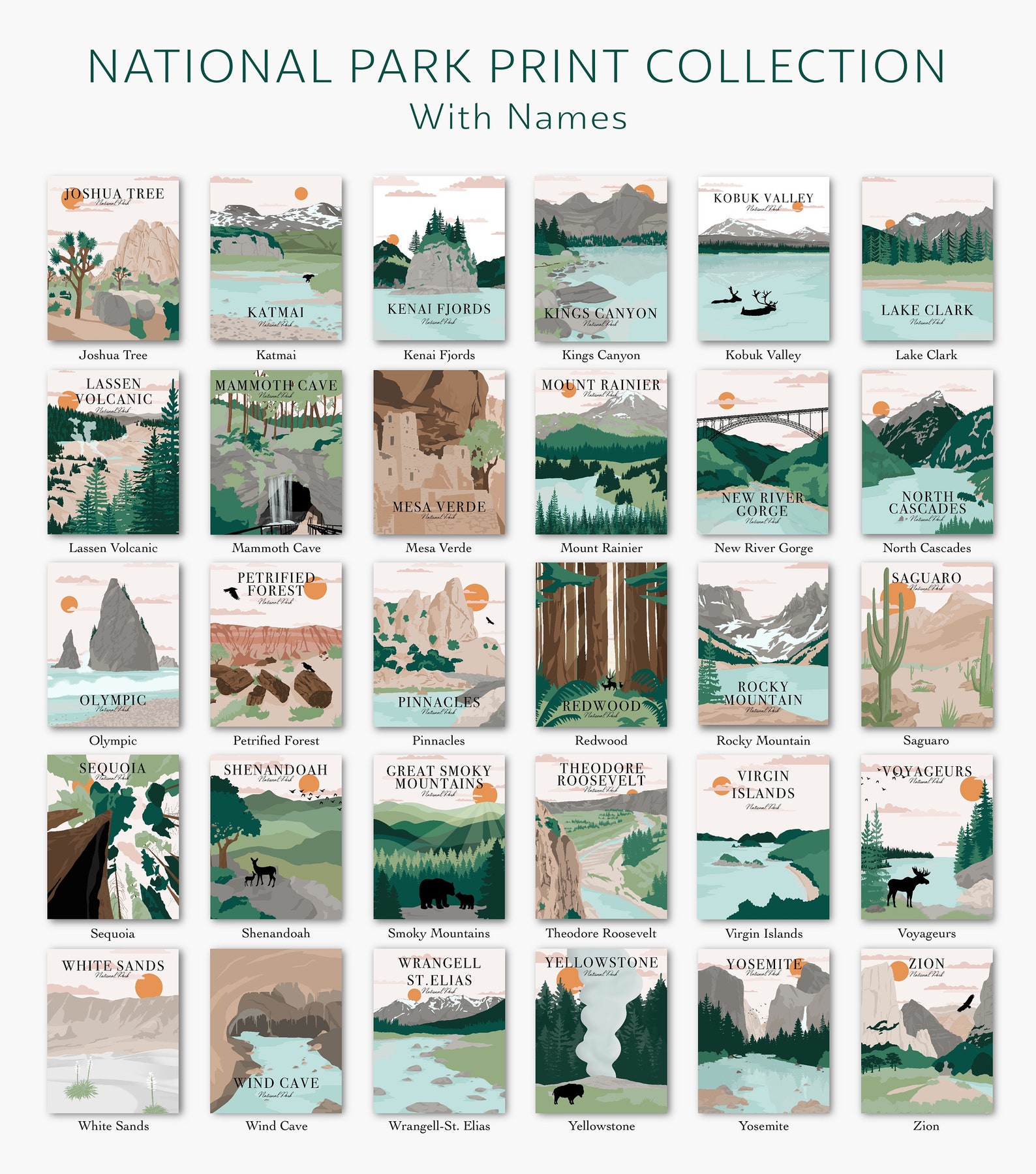 National Parks Map Poster United States National Parks - Etsy