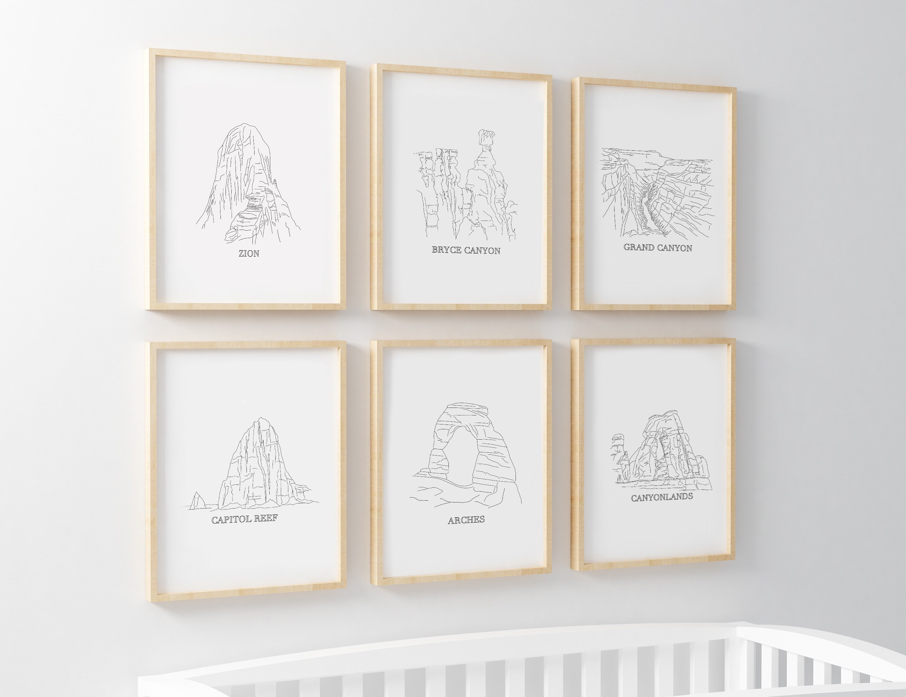 Sequoia National Park Line Art Print Minimalist Black and | Etsy