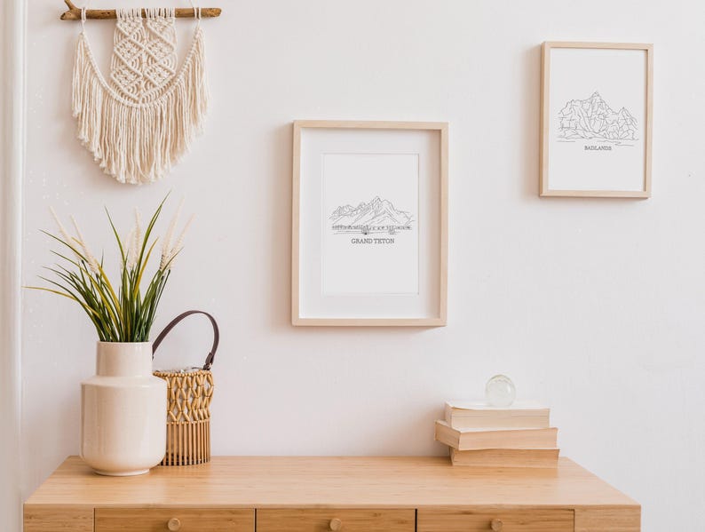 Big Sur Line Art Print, Minimalist Black and White Drawing (digital ...