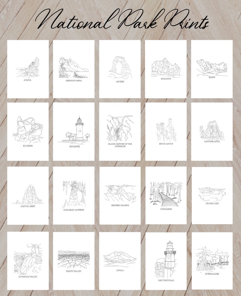 Sequoia National Park Line Art Print Minimalist Black and | Etsy