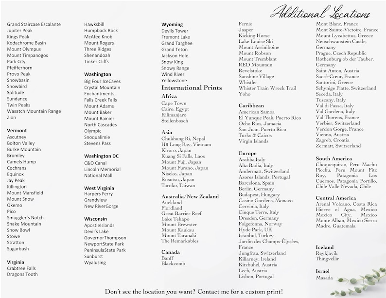 Travel Wedding Table Names - Landmark Table Numbers for Destination ...