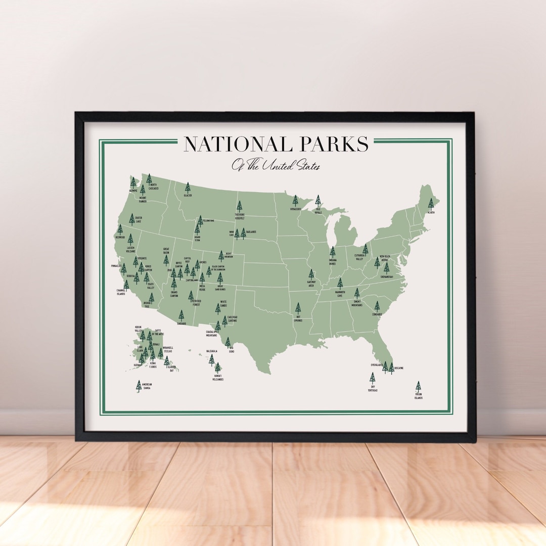 National Park Map Poster, National Park Minimalist Modern Drawing ...