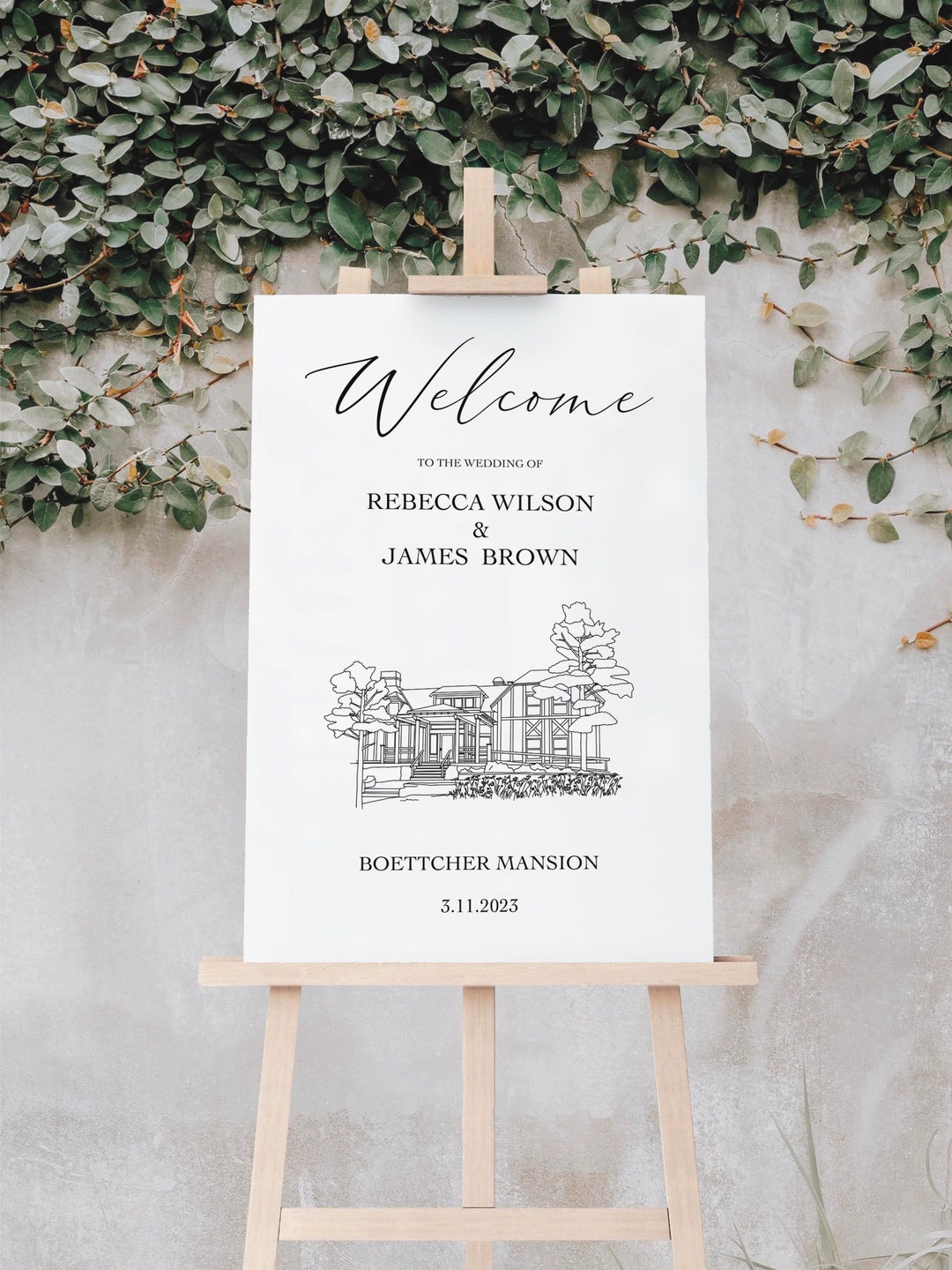 Wedding Welcome Sign With Custom Venue Drawing or National Park Artwork ...