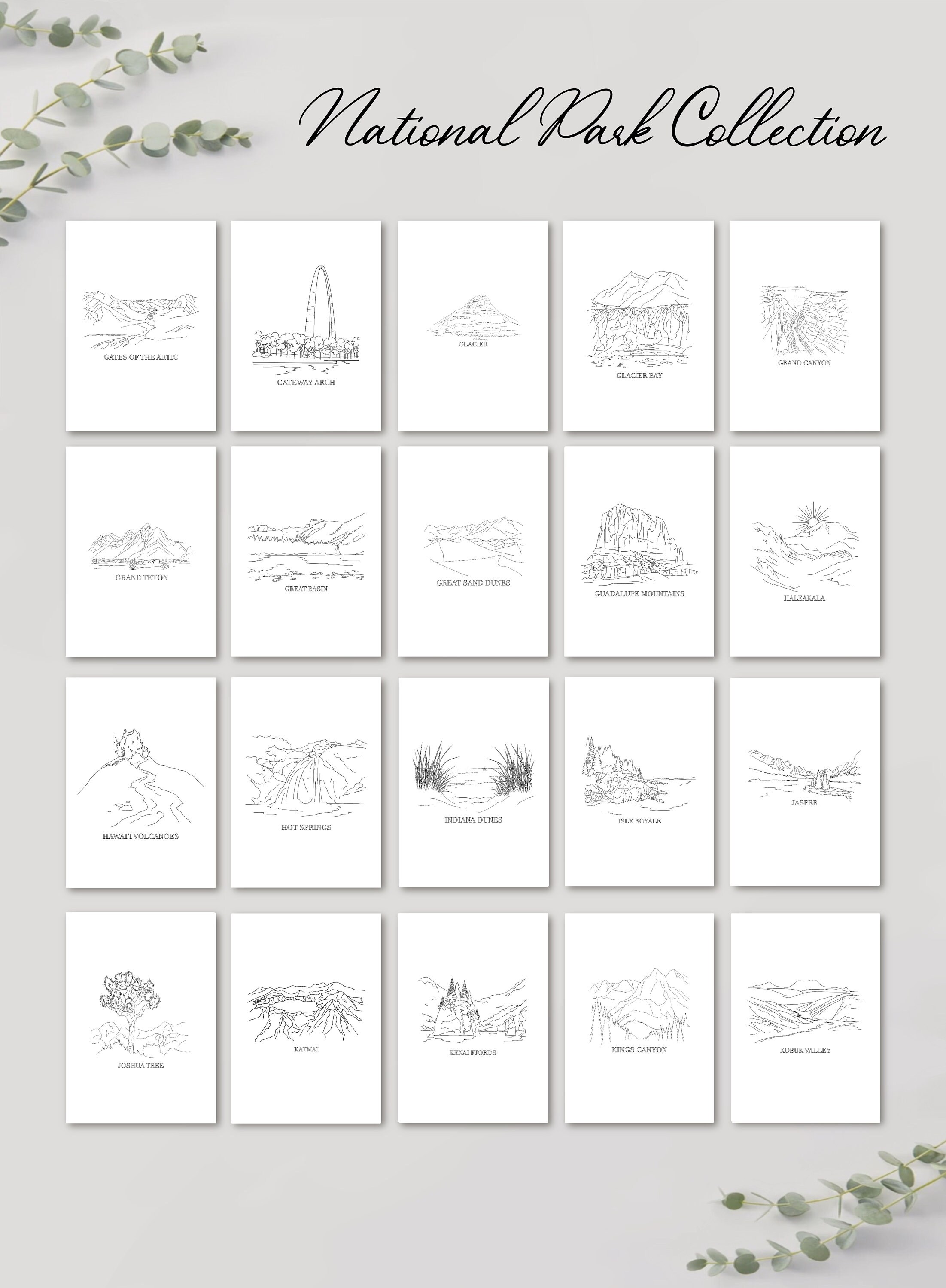 Zion National Park Line Art Print Minimalist Black and White - Etsy ...
