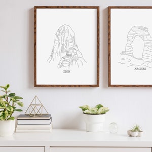 Sequoia National Park Line Art Print Minimalist Black and - Etsy