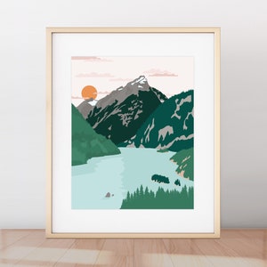 North Cascades National Park Print, National Park Minimalist Modern ...