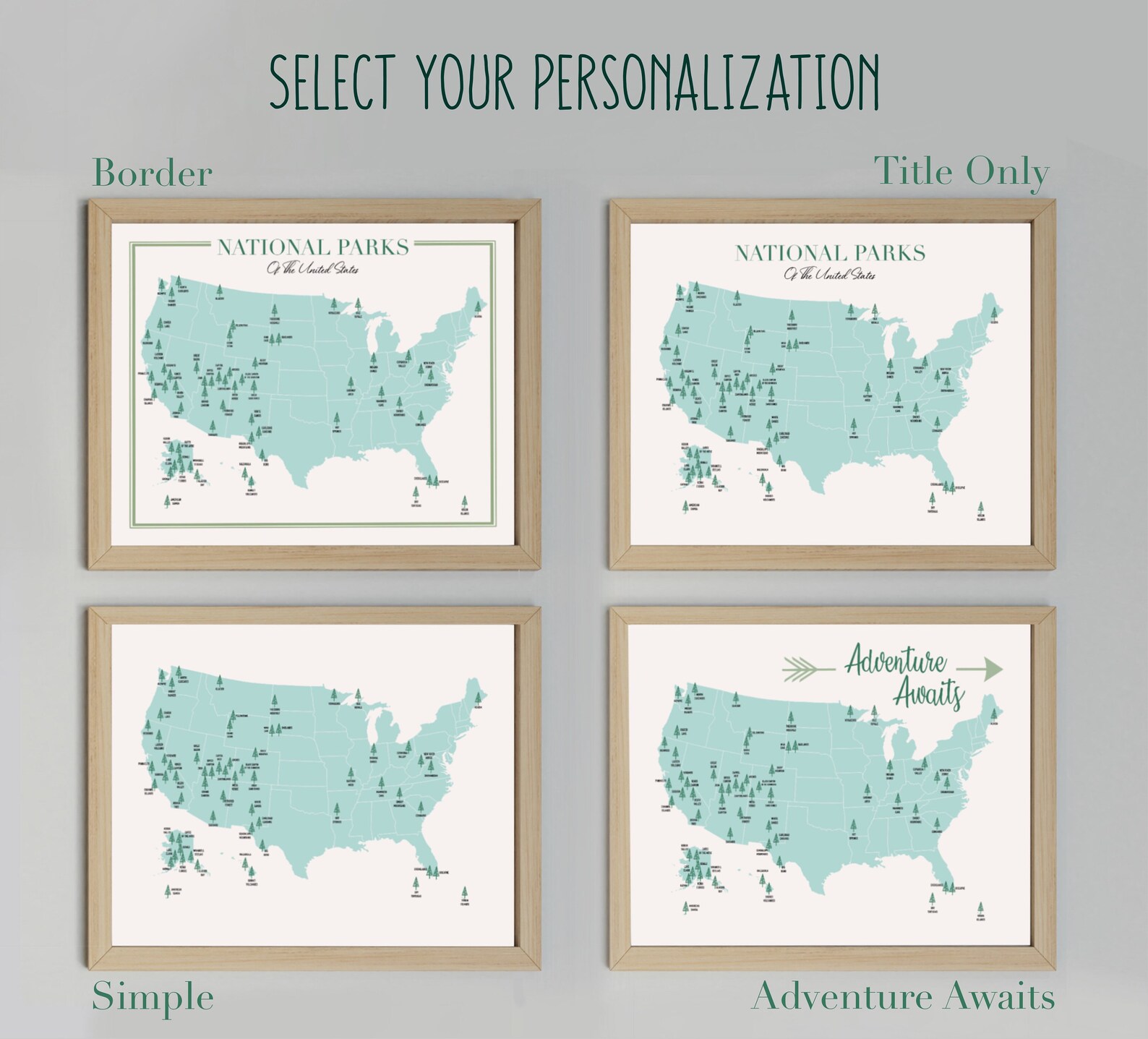 National Parks Map Poster United States National Parks - Etsy