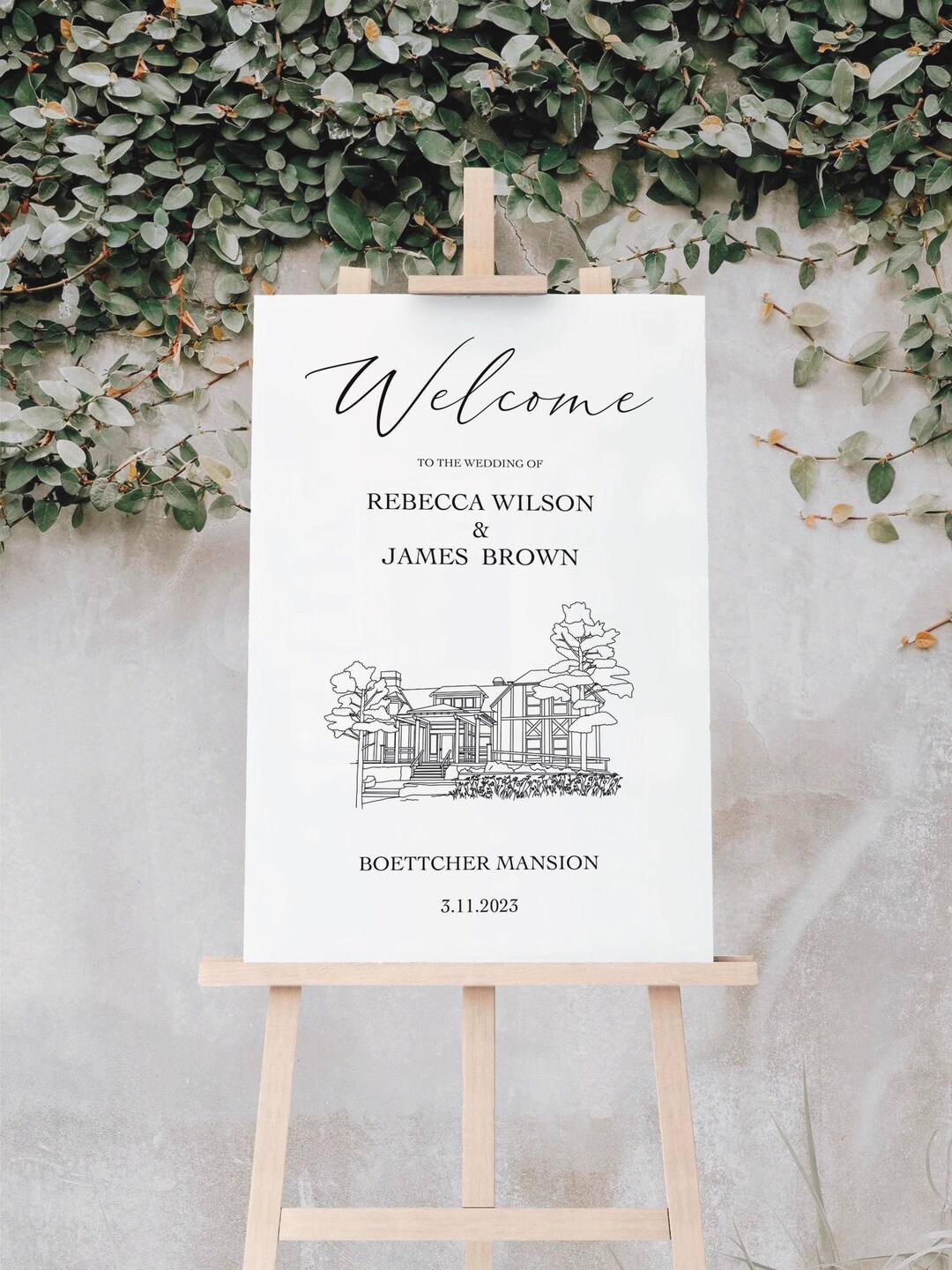 Custom Wedding Welcome Sign, Venue Drawing or National Park Art ...
