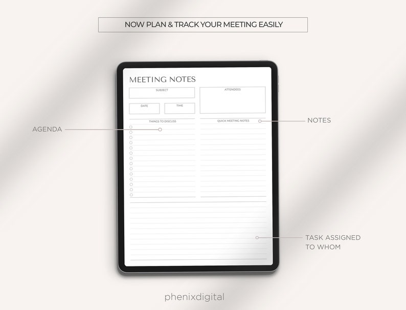Digital Meeting Notes Template: Goodnotes, Notability (PDF) - Etsy