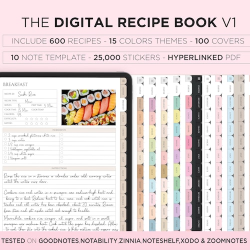 Digital Recipe Book Goodnotes Digital Recipe Planner - Etsy