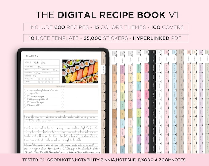 Digital Recipe Book Goodnotes, Goodnotes Recipe, Recipe Journal ...