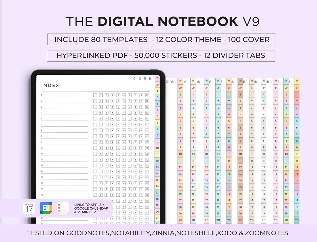 Digital Notebook With Tabs, Goodnotes Notebook, Student Notebook ...