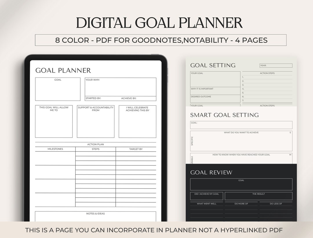 Digital Goal Planner Bundle, Goodnotes Template Notability, Digital ...