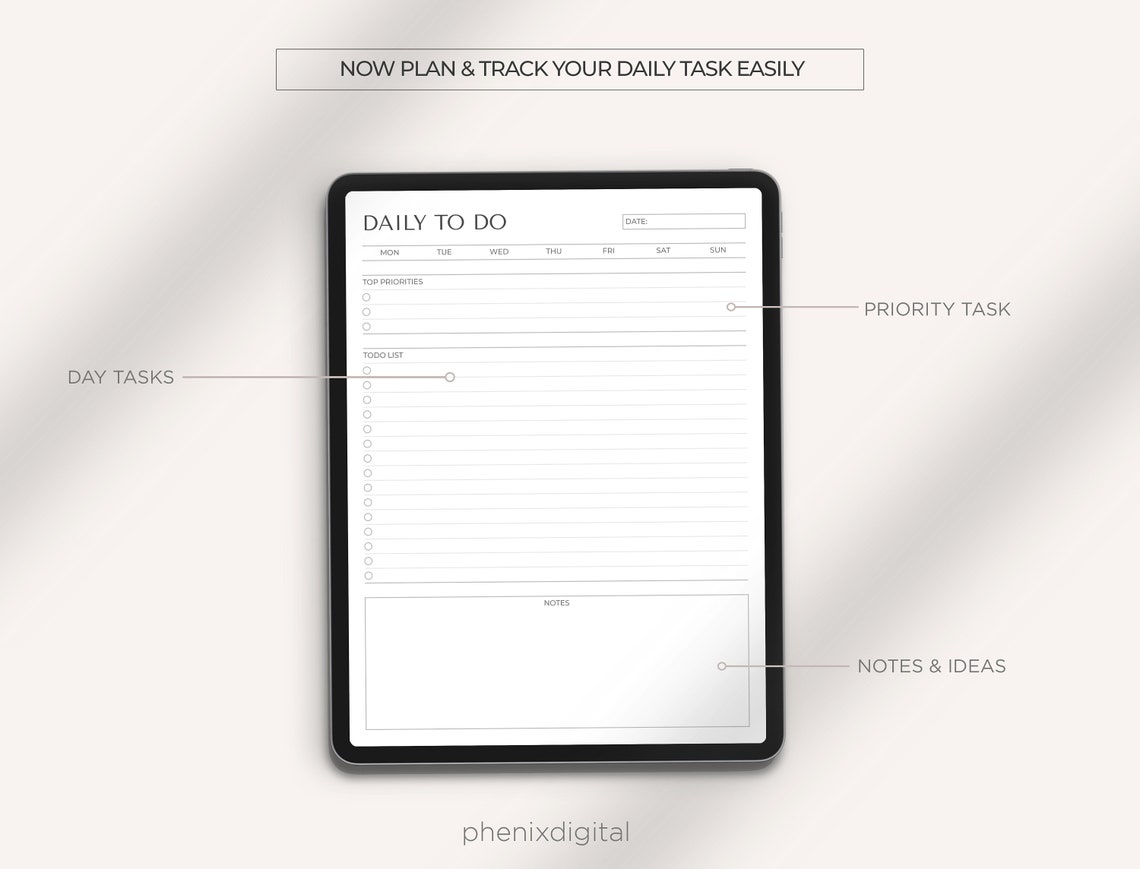 Dark Mode Digital to Do List Template: Goodnotes, Notability (PDF) - Etsy