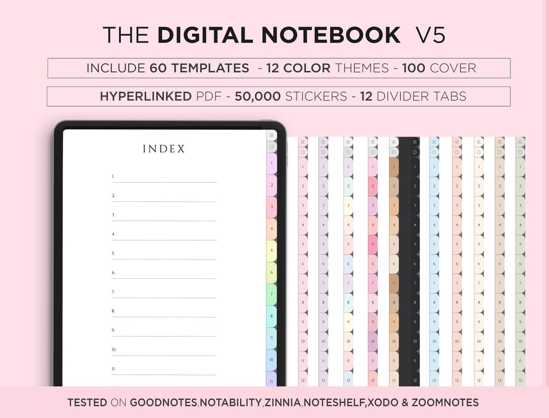 Digital Notebook, Goodnotes Notebooks, Portrait, Notebook With Tab ...