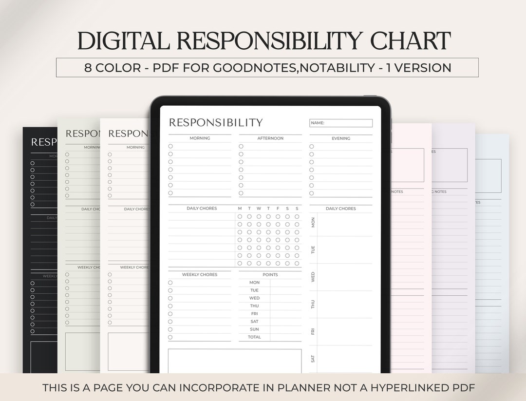 Digital Responsibility Chore Chart Goodnotes Template Notability, Kids ...
