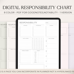 Digital Responsibility Chore Chart Goodnotes Template Notability, Kids ...