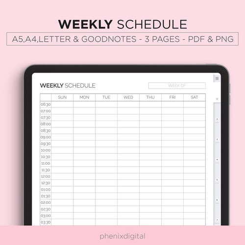 Weekly Schedule Goodnotes Ipad Planner Weekly Agenda Calendar - Etsy