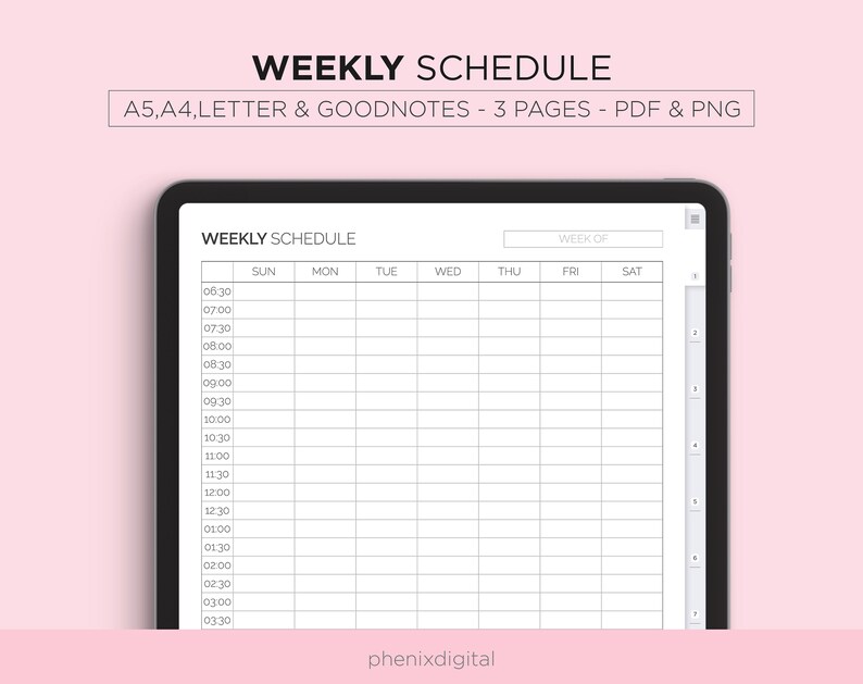 Weekly Schedule Goodnotes Ipad Planner Weekly Agenda Calendar - Etsy