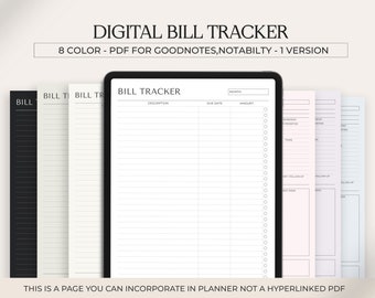 Bill Payment Tracker, Digital Monthly Expense Log, Goodnotes Template ...