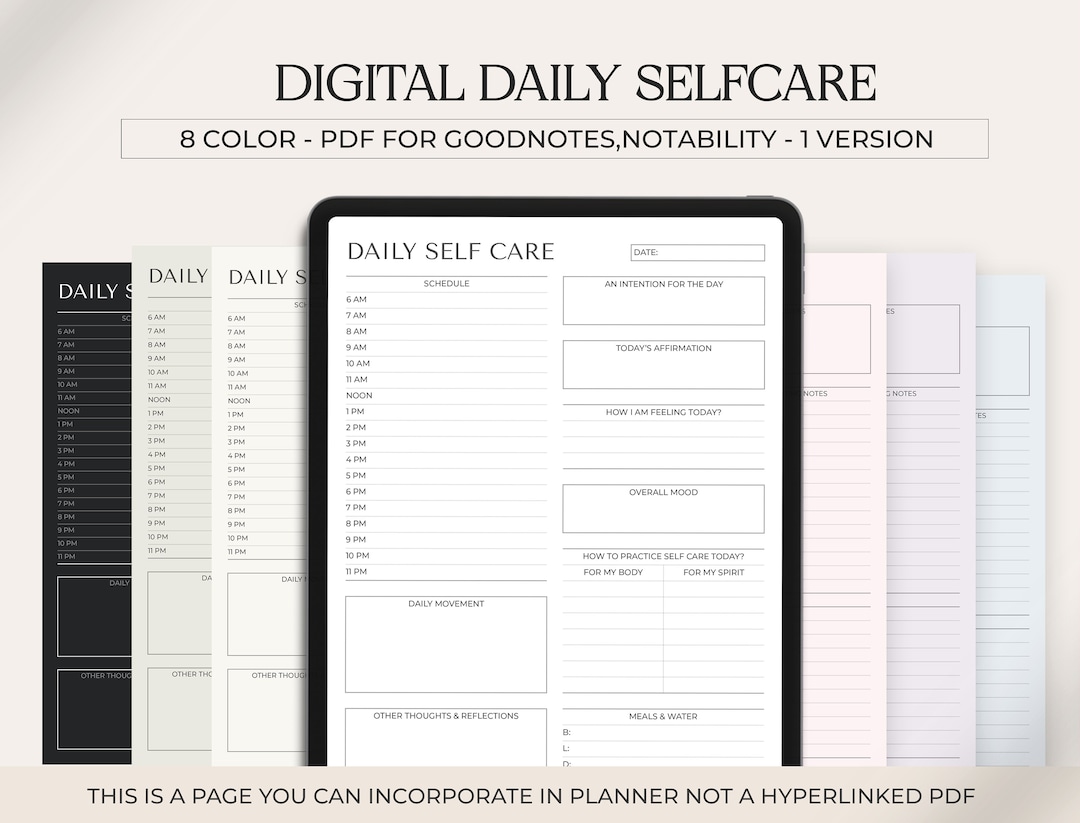 Digital Self Care Planner: Goodnotes Notability Template (PDF) - Etsy