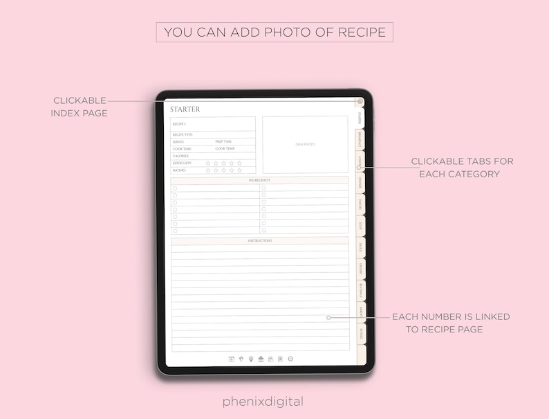 Digital Recipe Book for Goodnotes Notability Digital Recipe - Etsy