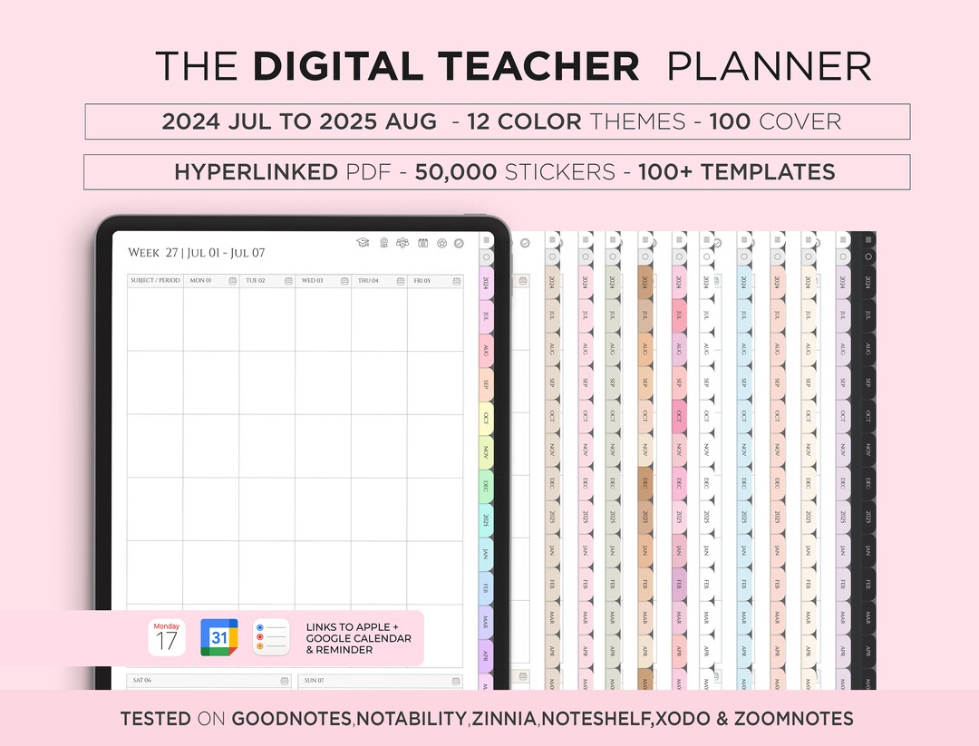 Digital Teacher Planner, 2024 2025, Academic Planner, Lesson Planner ...