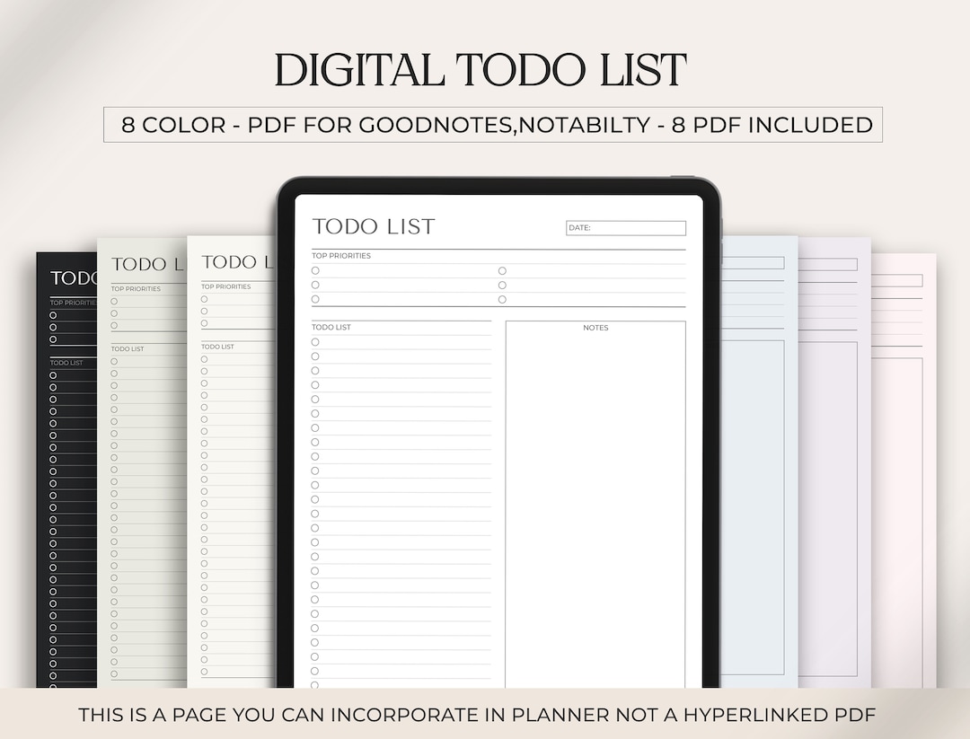 Digital to Do List Goodnotes Template Notability, Daily Task List ...