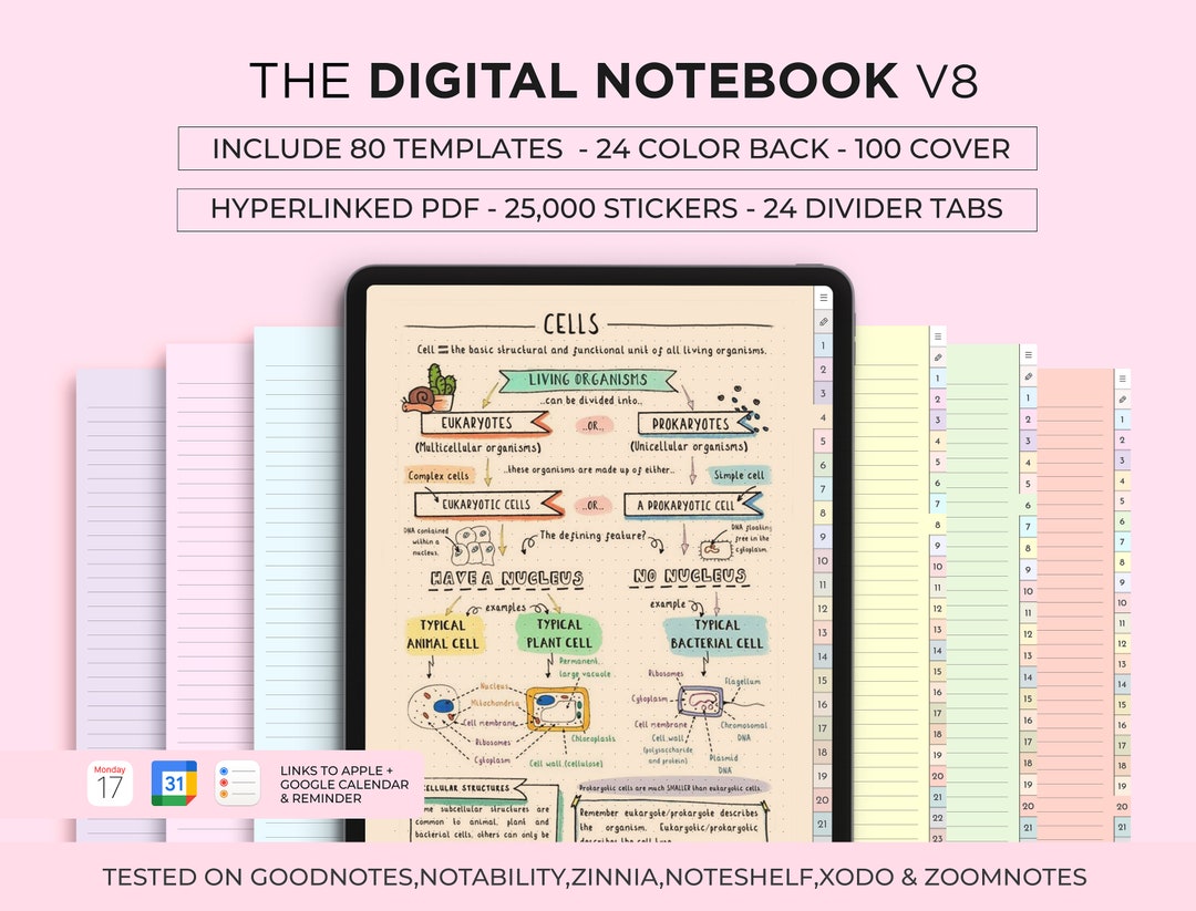 Digital Notebook With Tabs, Goodnotes Notebook, Student Notebook ...