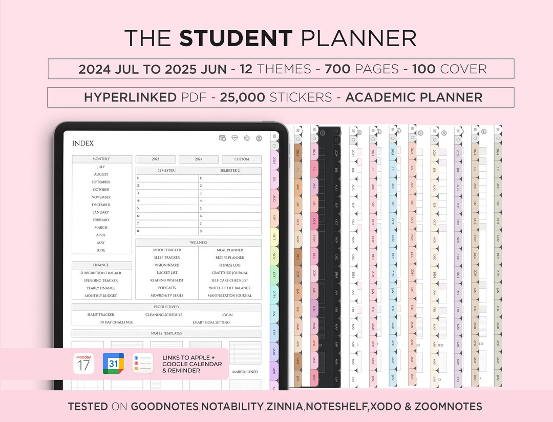 2024 2025 Student Digital Planner Goodnotes, Academic Planner, College ...