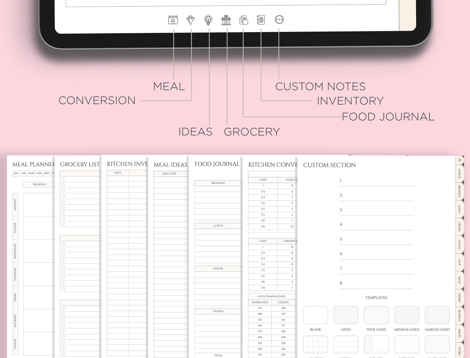 Digital Recipe Book for Goodnotes, Notability, Digital Recipe Journal ...