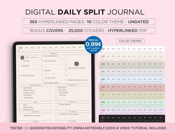 Digital Daily Planner Schedule 365 Daily Goodnotes Notability - Etsy