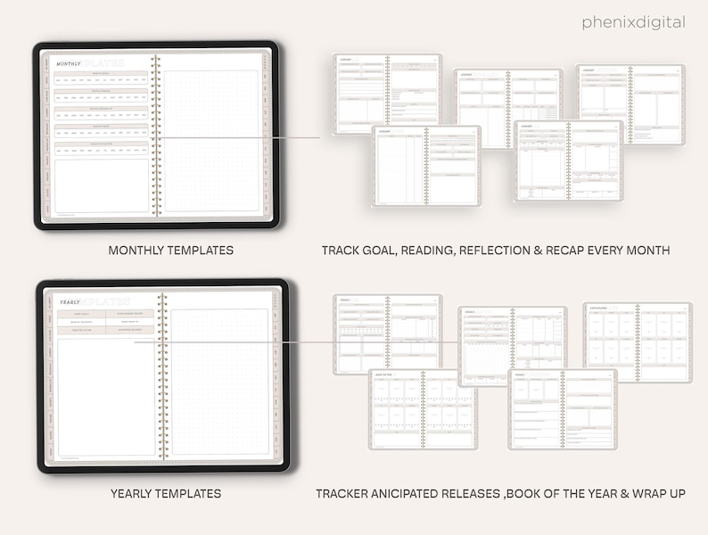 Digital Reading Journal Planner for iPad Goodnotes Reading Tracker ...