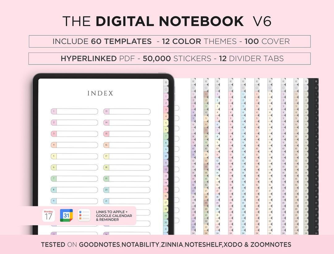 Digital Notebook, Goodnotes Notebooks, Notebook With Tab, Portrait ...