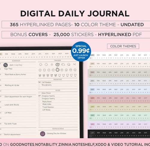 Digital Daily Planner for Ipad Goodnotes Notability - Etsy