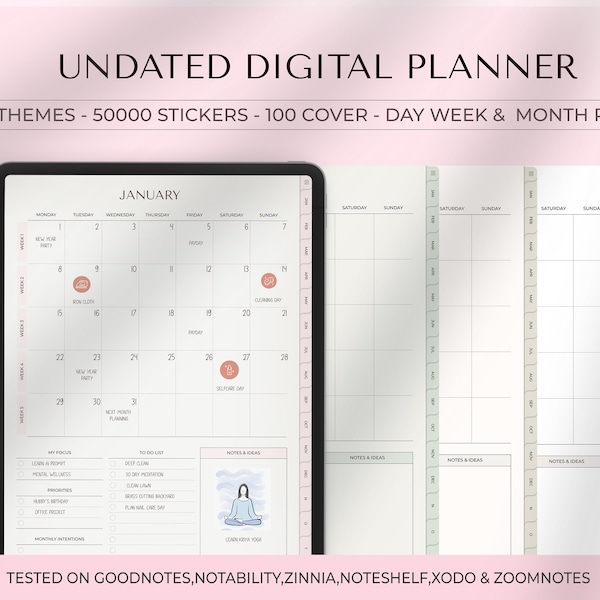 Undated Digital Planner - Etsy