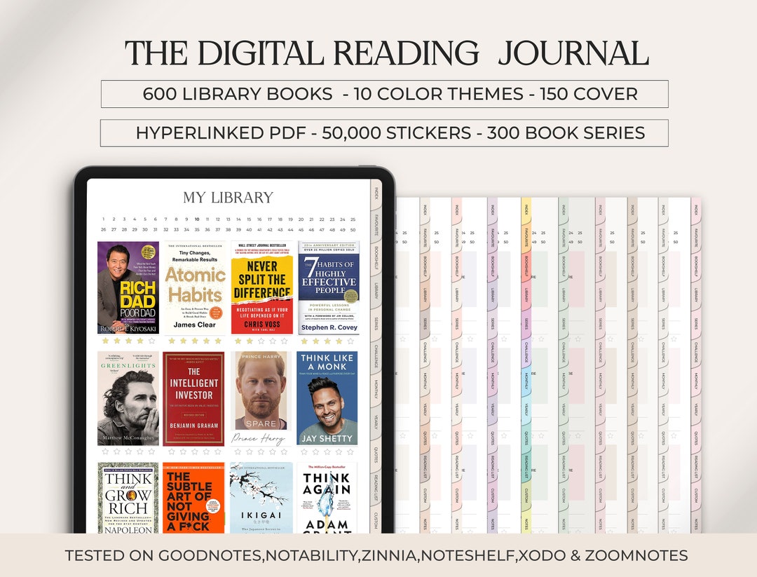 Digital Reading Journal, Reading Log, Book Tracker, Book Review ...