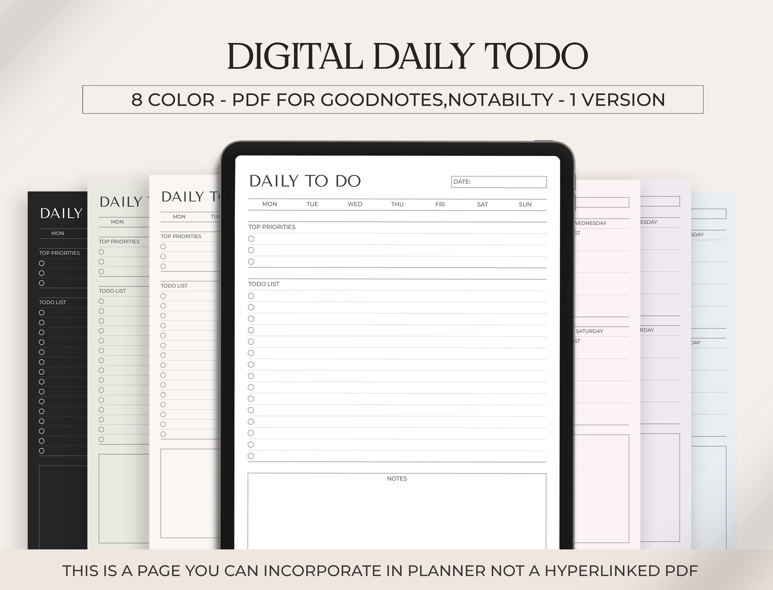 Dark Mode Digital to Do List Template: Goodnotes, Notability (PDF) - Etsy